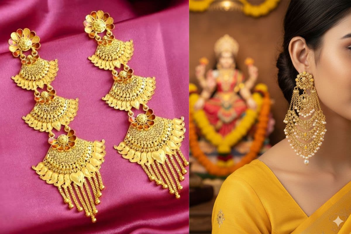 Latest Gold Jhalla Design 2026:पहनें ये ट्रेंडिंग गोल्ड झाला, पूजा लुक ...