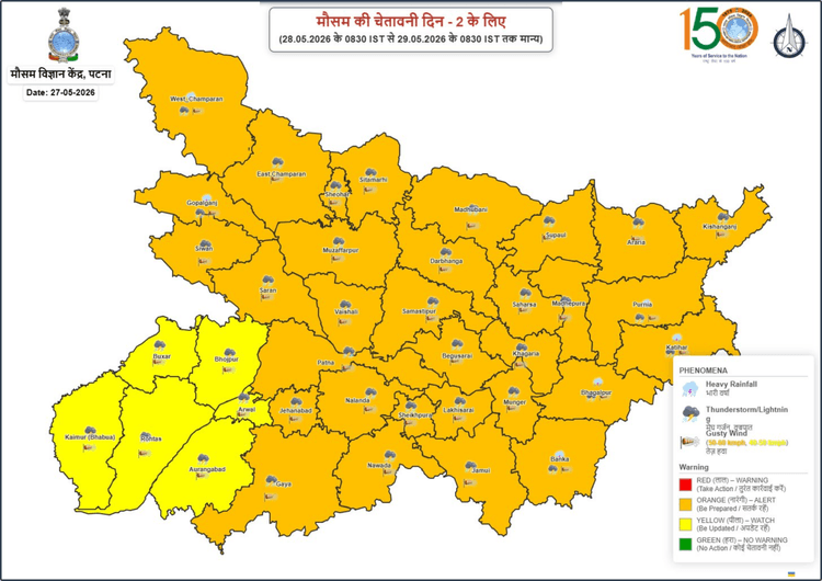 Bihar Rain Alert: आज पूरे बिहार में IMD का अलर्ट, 60 KMPH की रफ्तार से ...