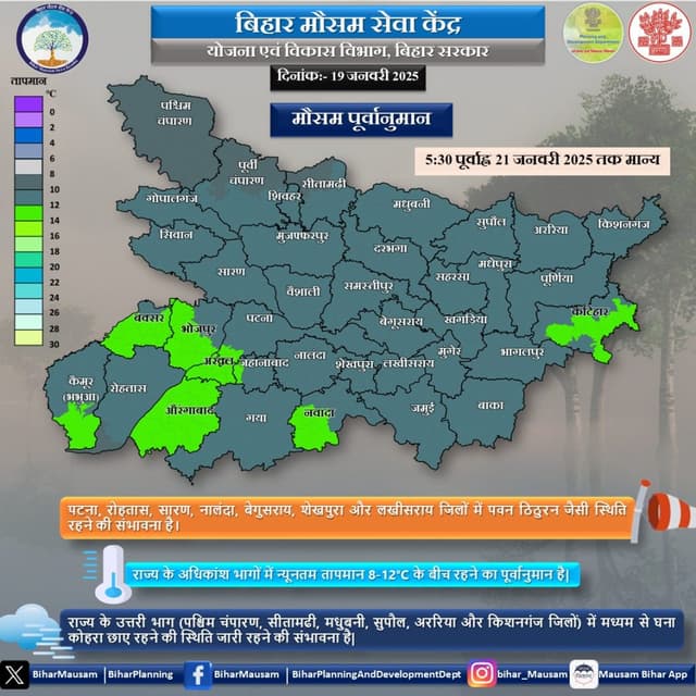 Bihar Weather: बिहार के इन जिलों में आज रहेगी ठिठुरन, यहां पर छाए रहेगा ...