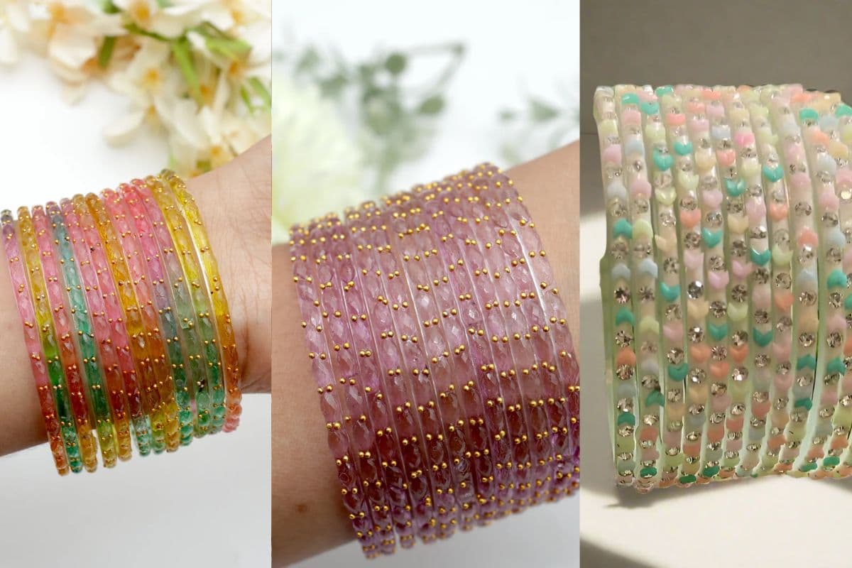 Latest Glass Bangle Design: सावन में सजाए हाथों में नौ-नौ चूड़ियां ...