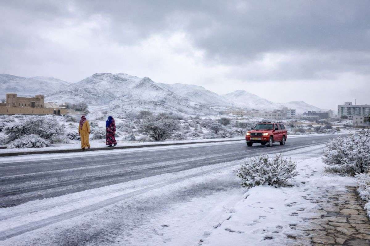 Snowfall in Saudi Arabia: सऊदी अरब में गिरने लगी बर्फ, सफेद हुआ ...
