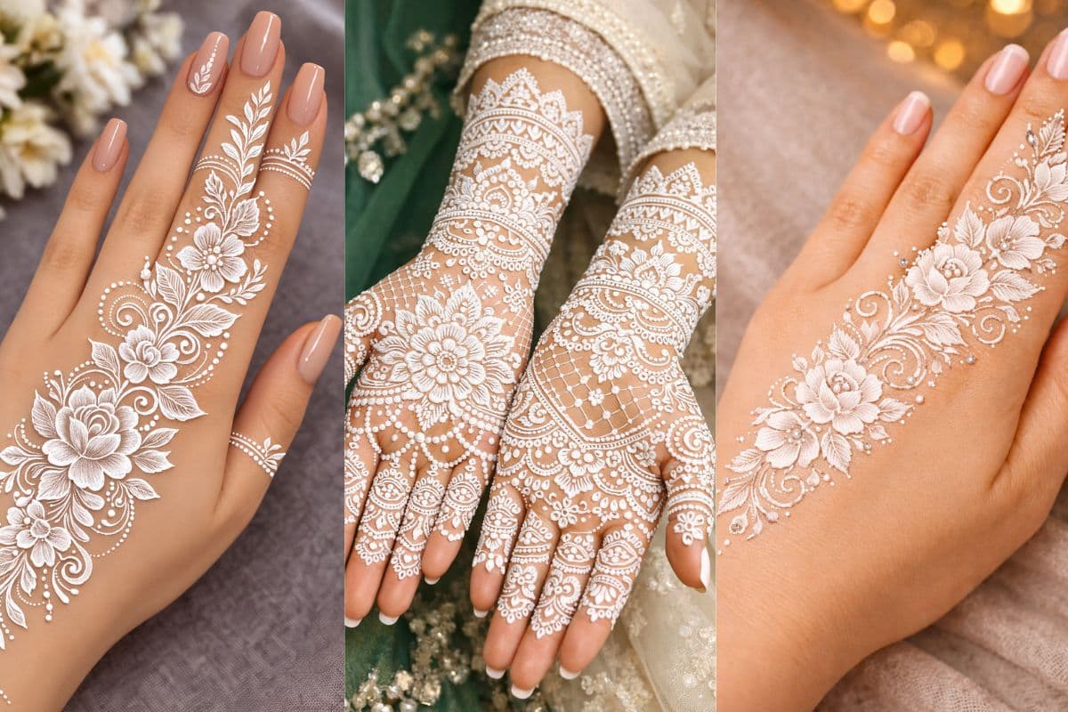 Latest White Mehndi Designs 2026: इस ईद ट्राई करें सफेद मेहंदी, हाथों ...