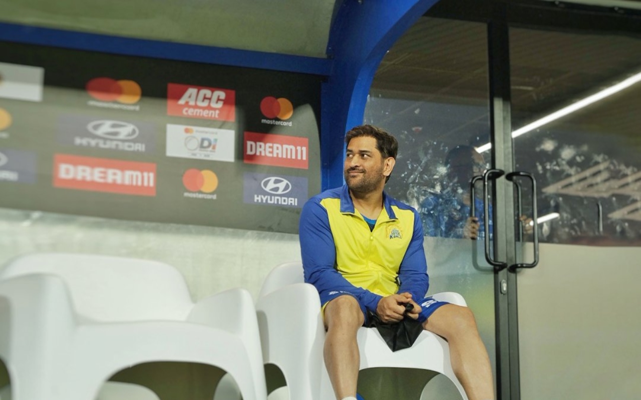 MS Dhoni seen sitting in indian dug out csk share photo